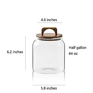 Sweejar Glass Jars for Laundry Room Organization, Half-Gallon Laundry Pods Container, Glass Food Storage Jars with Airtight Lid, 1 Pack, Hand Lid