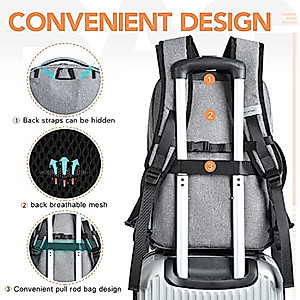 Conworld Travel Backpack 2 in 1, 40L Travel Backpack for Men Women, Flight Approved Combination Carry on Backpack Lightweight Business Weekender Bag Overnight Backpack With 6 Storage Bags, Grey