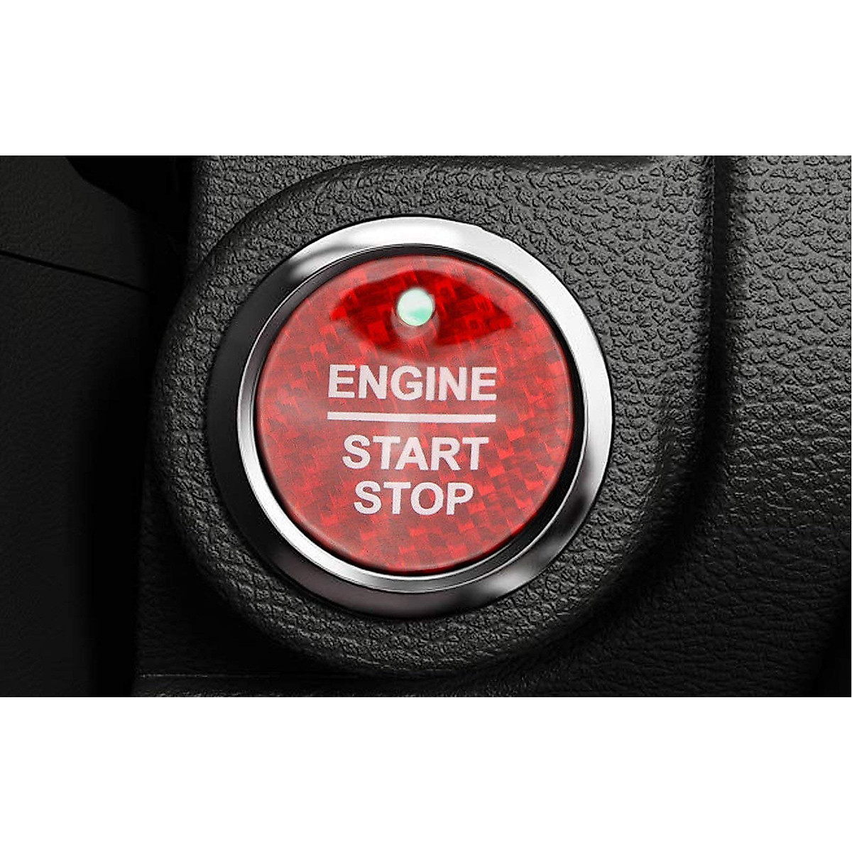 Xotic Tech Red Real Carbon Fiber Keyless Engine Start/Stop Push Button Cover Trim w/Indicator Light Opening Compatible with Ford F-150 Fusion Explorer Focus Edge Taurus Expedition Raptor 1.18"