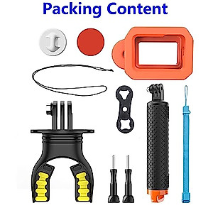 NUOBAKE Mouth Mount + Floaty Case + Floating Hand Grip for GoPro Hero 11 10 9 Black, Floating Case with Long Screw and Adhesive Anchors for Snorkeling, Surfing, Wakeboarding, GoPro Hero Accessories