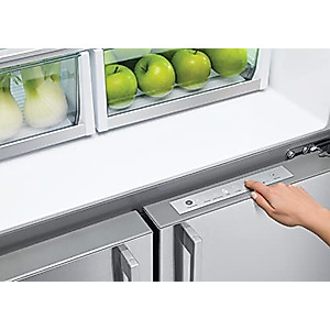 Fisher & Paykel Series 7 RF203QDUVX1 36 Inch Freestanding Counter Depth Quad Door Refrigerator Freezer with 18.9 Cu. Ft. Capacity, Ice Maker, Water Dispenser, Variable Temperature Zone, Touch Control