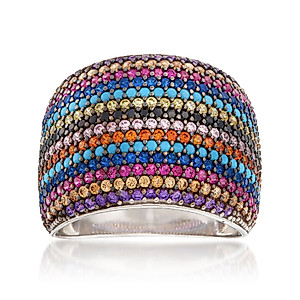 Ross-Simons Multicolored CZ Ring in Sterling Silver. Size 7