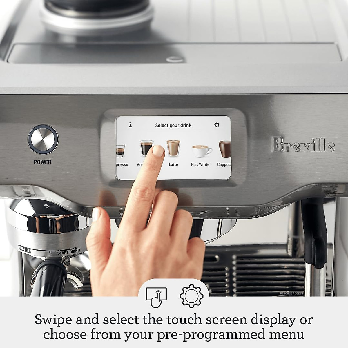Breville the Oracle Touch Automatic Espresso Machine with Grinder & Milk Frother, Espresso Maker with Touchscreen, Cappuccino & Latte Machine for Home, BES990DBL, Damson Blue