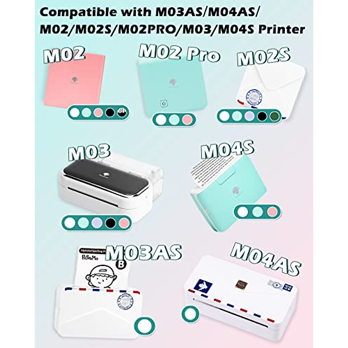 Phomemo White Adhesive Thermal Sticker Paper 50mm, Compatible With Phomemo T02/M02/M02S/M02 PRO/M04S/M04AS Mini Thermal Printer, Black Text, 3 Rolls, Suitable For Notes, List, Sticker