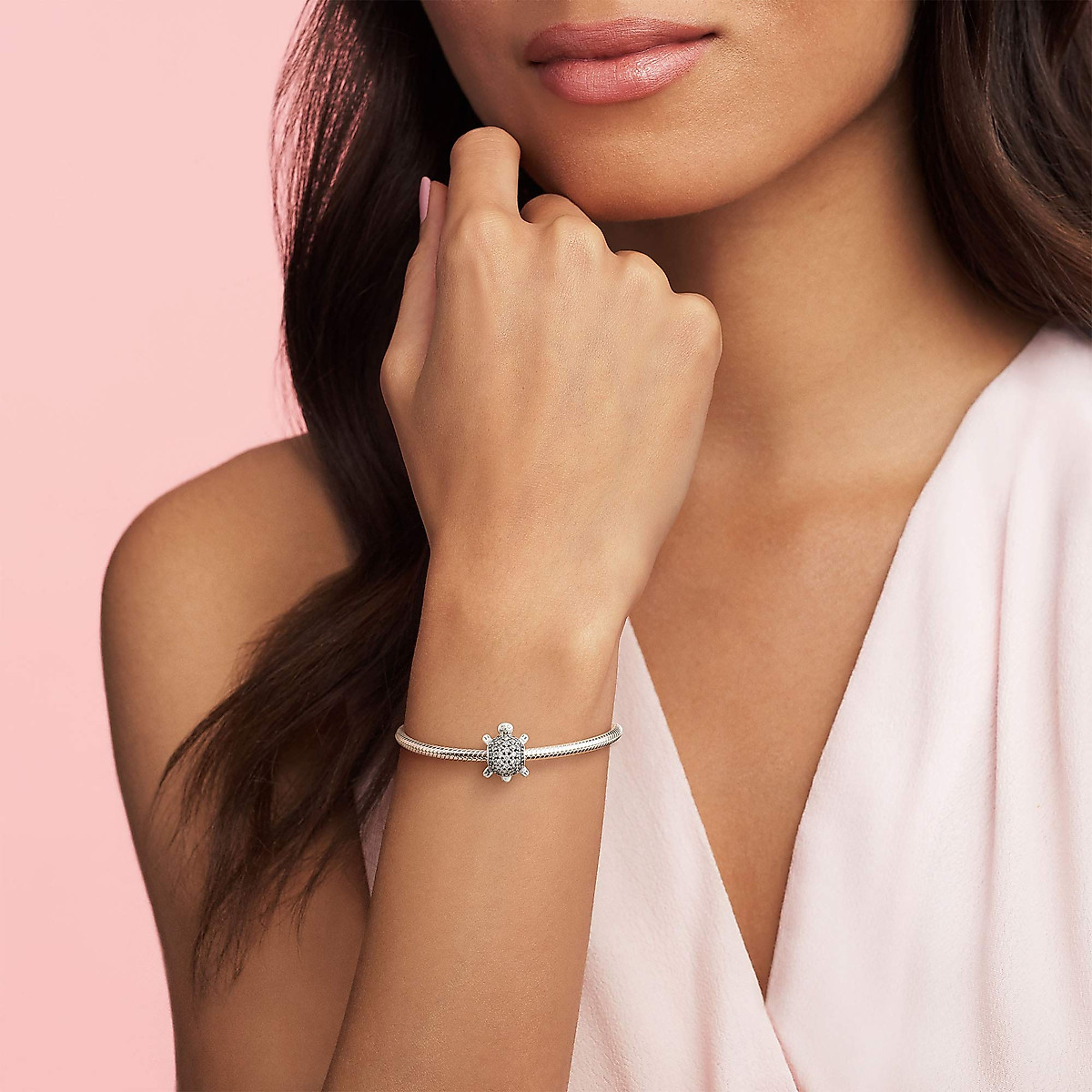 Pandora Jewelry Pave Sea Turtle Cubic Zirconia Charm in Sterling Silver