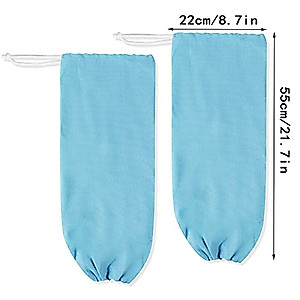 2 Pack Plastic Bag Holder Dispenser, Large Grocery Bags Storage with Hooks, Wall Mount Shopping Bags Carrier, 23X9 inch Garbage Bag Organizer for Kitchen, Home by SANFERGE,Blue