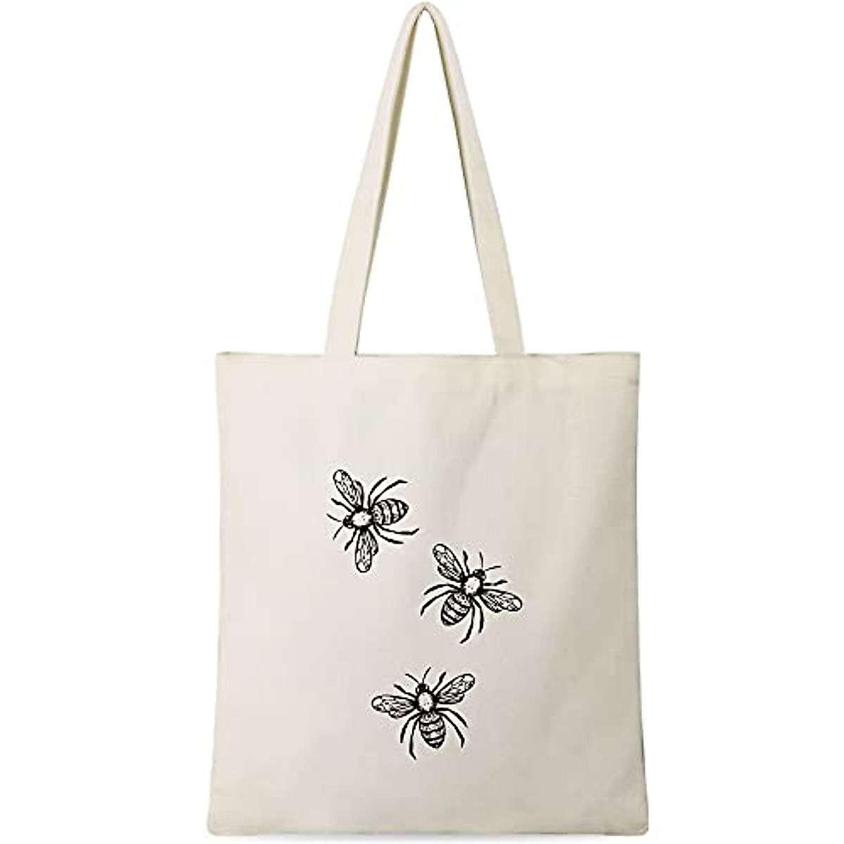 BeeGreen Canvas Tote Bag 12OZ Cute Bees & Canvas Tote Bag for Women with Zipper Pocket Personalized Gifts Embroidery Monogram Tote 13OZ Intial Tote Beach Bag
