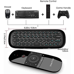 WeChip W1 Universal TV Remote Air Mouse, Wireless Keyboard Fly Mouse 2.4GHz Connection Air Remote Keyboard Mouse for Android TV Box/PC/Smart TV/Projector/HTPC/All-in-one PC/TV (w1)