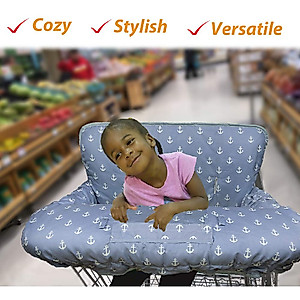 Shopping Cart Cover for Baby Grocery Cart Cover for Baby boy and Baby Girl, High Chair Cover for Baby and Toddler, Baby Registry Gift - Waterproof - Extra Large - Cotton - Double Sided (Blue)