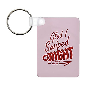 ThisWear Boyfriend Gifts from Girlfriend Glad I Swiped Right 2-Pack Aluminum Rectangle Keychain
