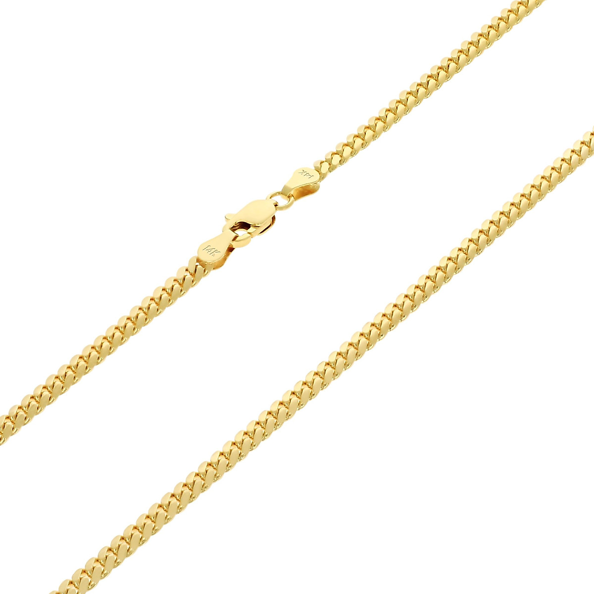Nuragold 14k Yellow Gold 3.5mm Solid Miami Cuban Link Chain Bracelet, Mens Womens Jewelry 7" 7.5" 8" 8.5" 9"