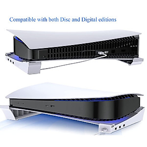 Beeka PS5 Horizontal Stand with Cooling Fan, Playstation 5 Accessories, Built in LED Light, Auto On Off, Extra USB Port, Compatible with White
