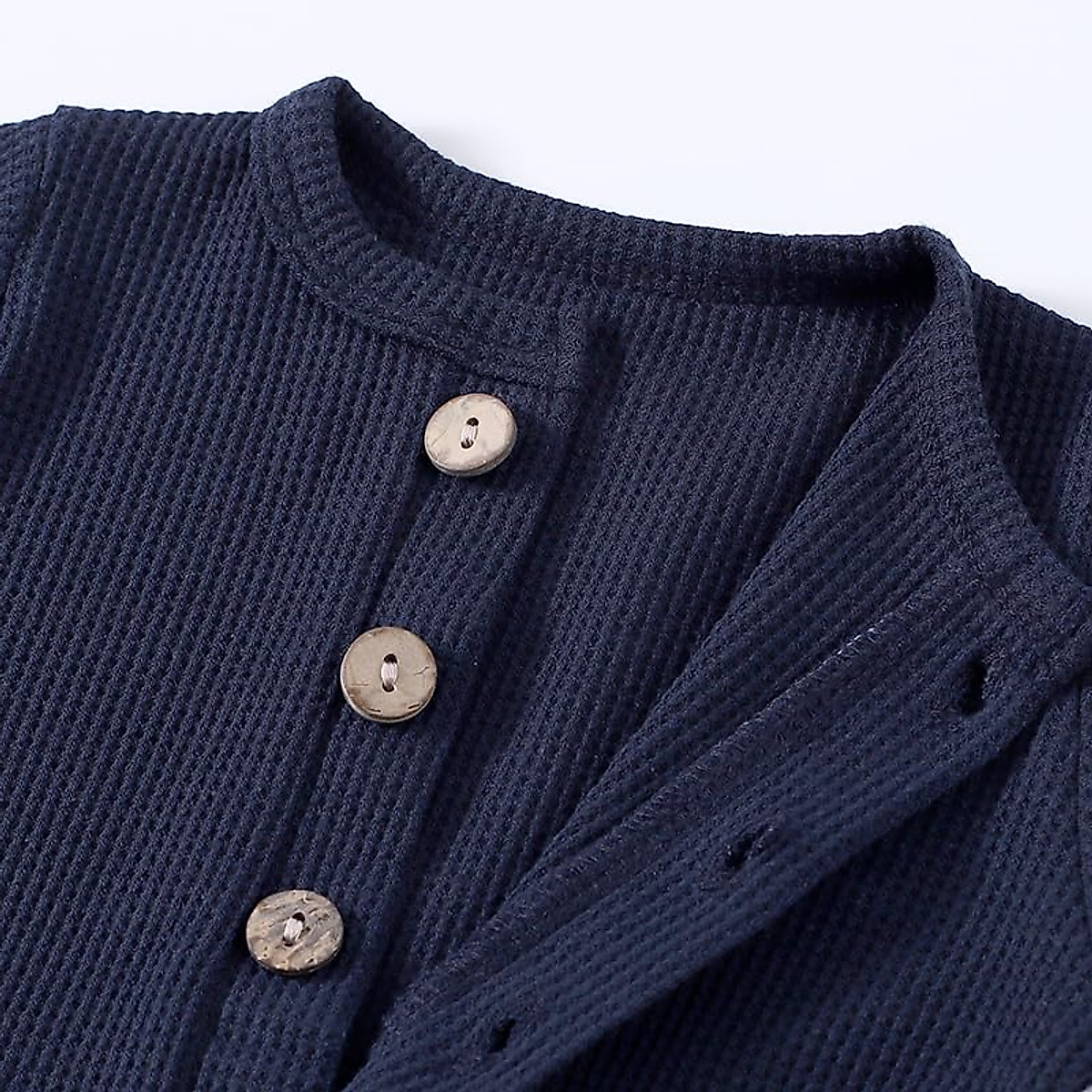 Yookoom Baby Boys Girls 2 Pack Solid Romper Ribbed Long Sleeve One-Piece Knit Cotton Jumpsuit Outfits Clothes,Blue+Dark Blue,0-3M