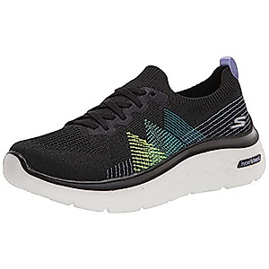 Skechers Women's GO Walk Hyper Burst Knit LACE UP Sneaker, Black/Multi, 8