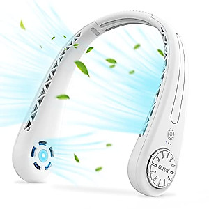 CL FUN Portable Neck Fan, Rechargable Fan with 3 Wind Speeds,Ultra-Quiet Wearable Mini Small Neck Hanging Fan,Personal Hands-Free Bladeless Neck Fan for Office, Travel, Outdoor