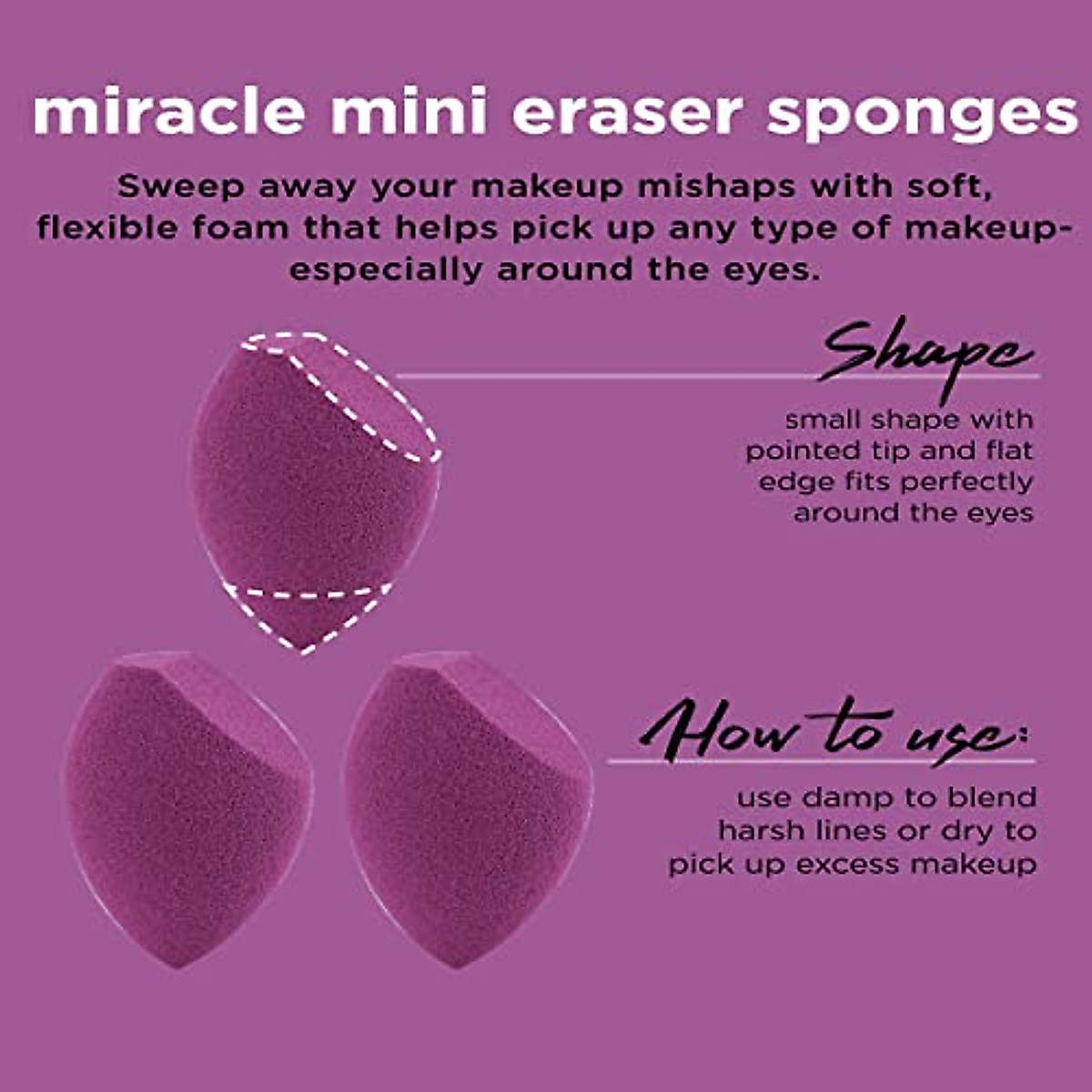 Real Techniques Miracle Complexion Assorted Beauty Sponges Makeup Blender, For Blending & Sculpting, Full Coverage, Professional Makeup Tool, Cruelty Free, Vegan, Latex Free, 6 Piece Sponge Set