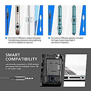 Neewer CM14 Microphone for Phone, Mini On-Camera Video Microphone with Mic Mount, Windscreen, Audio Cables Compatible with iPhone/Android Phone/DSLR Camera/Camcorder (Adapter for iPhone Not Included)
