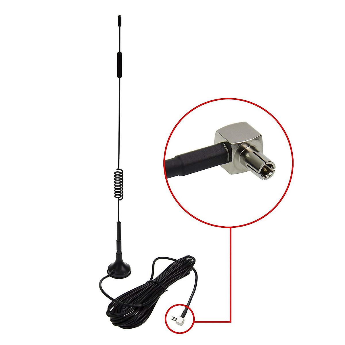 TS9 Connector Antenna 7DBi High Gain 4G LTE CPRS GSM 3G 2.4G WCDMA Omni Directional Antenna with Magnetic Stand Base 5m RG174 Extension Cable for WiFi Router Mobile Broadband Outdoor Signal Booster