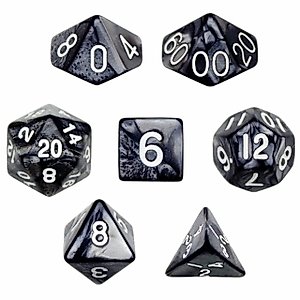 7 Die Polyhedral Dice Set - Smoke (Black Pearl) with Velvet Pouch by Wiz Dice