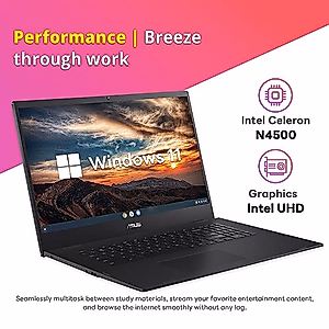 ASUS 2022 Chromebook CX1700 17.3" FHD Laptop, Intel Celeron N4500, 4GB LPDDR4X RAM, 64GB eMMC Storage, Intel UHD Graphics, 720p Webcam, Wi-Fi 6, Bluetooth, Gray, Chrome OS, 32GB USB Card (Renewed)