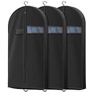 Lazebox 3 packs Garment Bags for Travel and Closet Storage with Zipper Pocket, Heavy Duty Waterproof Hanging Suit Bag with Handles for Suits, Coats, Jackets, Shirts
