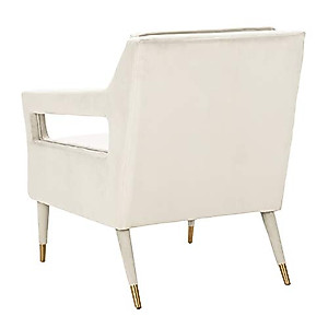 Safavieh Home Mara Retro Glam Silver Velvet and Gold Tufted Accent Chair