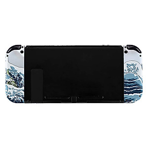 eXtremeRate DIY Replacement Shell Buttons for Nintendo Switch & Switch OLED, The Great Wave Soft Touch Custom Housing with Full Set Button for Joycon Handheld Controller - Console Shell NOT Included