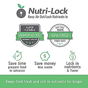 Nutri-Lock Vacuum Sealer Bags. 11x50 and 8x50 Rolls with 100x Quart 8x12 Inch Pre-sealed Bags. Commercial Grade Food Saver Bags. Works with FoodSaver.