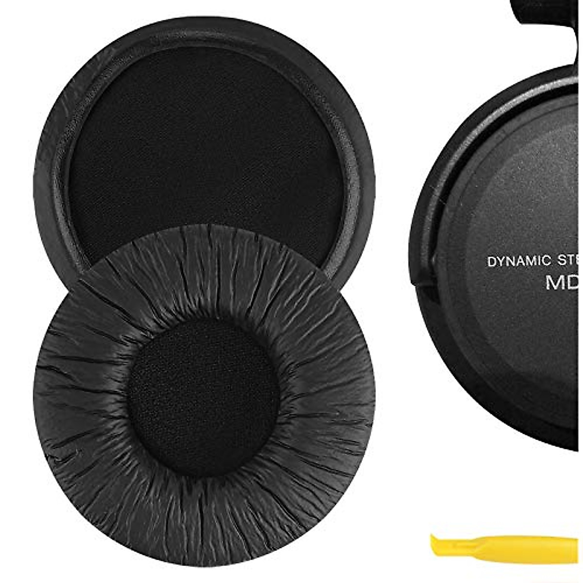 Geekria QuickFit Leatherette Replacement Ear Pads for Sony MDR-V500DJ, MDR-V500, WH-CH520 Headphones Earpads, Headset Ear Cushion Repair Parts (Black)