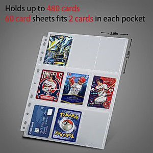 540 Pockets Baseball Card Sleeves, FOME Double Side 9-Pocket Trading Card Sleeve Page Protector 3 Holes Game Card Sleeves Fit 3 Ring Binder for Trading Baseball Game Business Cards 30 Pages