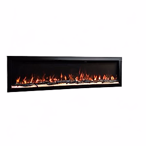 Modern Ember Highmark 72 Inch Smart Linear Electric Fireplace - Premium Flame with 10 Colors, Sleek Hidden Vent Design, Install Recessed in-Wall or Wall-Mount, WiFi and Voice-Enabled