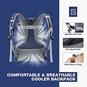Maelstrom Cooler Backpack,35 Can Backpack Cooler Leakproof,Insulated Soft Cooler Bag,Beach Cooler Camping Cooler,Ice Chest Backpack,Travel Cooler for Grocery Shopping,Kayaking,Fishing,Hiking,Blue