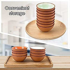 DeeCoo 3.5 oz Terracotta Pinch Bowls, Ceramic Dip Mini Bowls Set Soy Sauce Dish/Bowls, Condiments Server Dishes - Good for Ketchup, Soy Sauce, BBQ and Other Party Dinner (Set of 8)