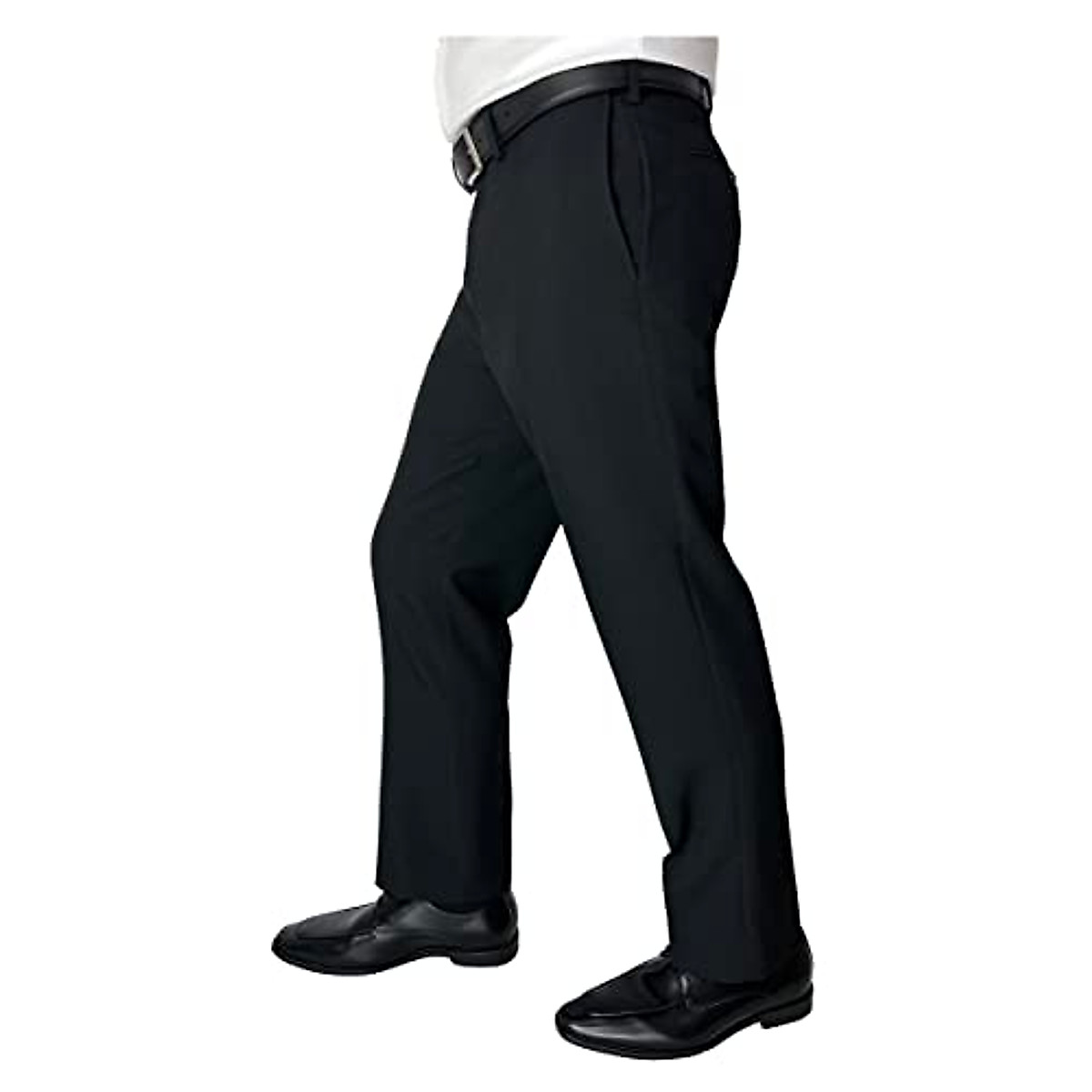 Sir Gregory Men's Fitted Flat Front Dress Pants with Expandable Waistband Black 34
