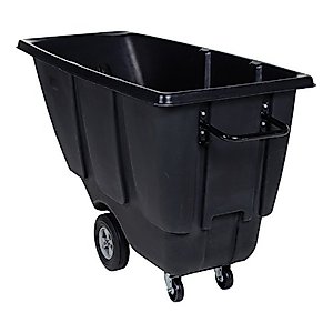 Vestil TDT-50-LD-BLACK Plastic Light Duty Tilt Truck 1/2 Cubic Yard 450 Lb. Capacity Black