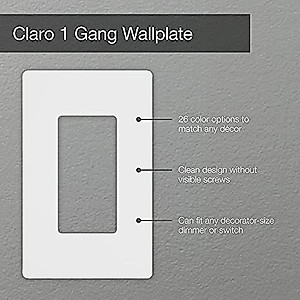 Lutron Claro 1 Gang Decorator/Rocker Wallplate, Gloss, White (6-Pack) | CW-1-WH-6