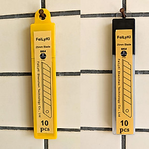 FeiLyKi 20-Pack 25mm Blade Knife Blades Snap Off Blades,SK5 Steel Sharp Silver-2064