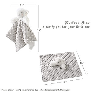 Truwelby Baby Security Blanket, 16 inch Ultra Soft Minky Dot Fabric Sweet Loveys for Babies, Baby Blanket with Stuffed Animals, Animal Blanket Baby Cuddle Blanket Baby Gifts for Boys and Girls