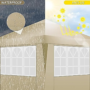 COBIZI Pop-up Canopy Tent 10x20 Waterproof Commercial Instant Shelter Outdoor Gazebo Party Tent Protable Canopy Tent for Parties with Carry Bag (Khaki, 10'x20' with 6 Sides)