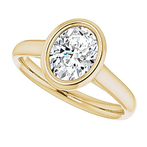 925 Silver, 10K/14K/18K Solid Gold Handmade Engagement Ring, 2 CT Oval Cut Moissanite Solitaire Ring, Wedding Ring for Women Her Anniversary Promise Gifts, VVS1 Colorless (925 Silver (Yellow Gold Plated))