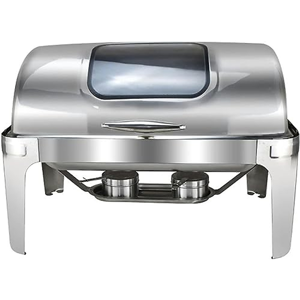 Chafing Dish Set, 9L Stainless Steel Buffet Trays Food Server with Fully Retractable Roll Top Lid, for Restaurant Catering Parties Weddings Picnics,Invisible