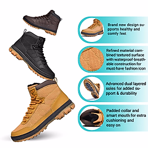 Wondamo Men's Snow Boots Lightweight Waterproof Winter Boots Fur Lined Anti-slip Cold Weather Shoes, Wheat Light Brown, 7.5 US Men