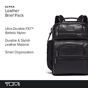 TUMI - Alpha 3 Leather Brief Pack - 15 Inch Computer Backpack for Men and Women - Black