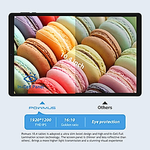 POWMUS Android 12 Tablet 10.4 inch Tablets 128GB Storage 1TB Expand 5G WiFi Octa Core 2.0GHz Processor, InCell FHD IPS, 8000mAh 13MP Camera Bluetooth 5.0 GPS Android Tableta-Black