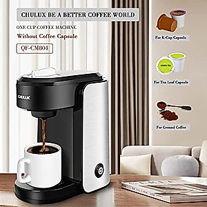 CHULUX Stainless Steel Single Serve Coffee Maker for Capsule,Visiable Gradient Water Reservoir,One Button Operation and Auto Shut Off,1000 Watts