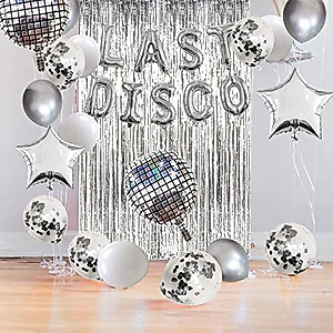 Silver Bachelorette Party Decorations Kit, Last Disco Bachelorette Party Balloons Banner with 4D Disco Balls, Silver Fringe Curtain for Bridal Shower, Nashville Bachelorette Party, Last Dance Party Decor