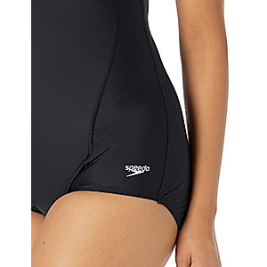speedo Women's Swimsuit One Piece PowerFlex Princess Seam Ultraback Conservative Cut speedo Black, 24