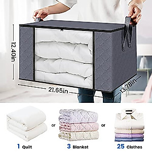 Fab totes 2-Pack Clothes Storage, Stackable Storage Bin Tote, Storage Containers for Organizing Bedroom, Closet, Home Organization and Storage with Lids, Grey