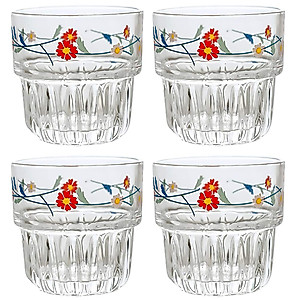 Hemoton 4PCS Romantic Water Glasses Drinking Glasses Tumblers Vintage Glassware for Juice Beverage Beer Cocktail Red