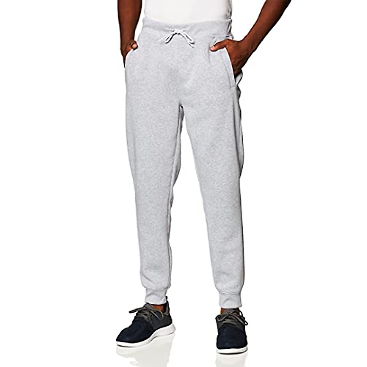 WT02 Men's Fleece Sweatpants & Joggers (Regular & Extended Sizes), Heather Grey, Large